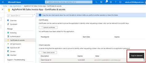 example how to get the access token credentials from