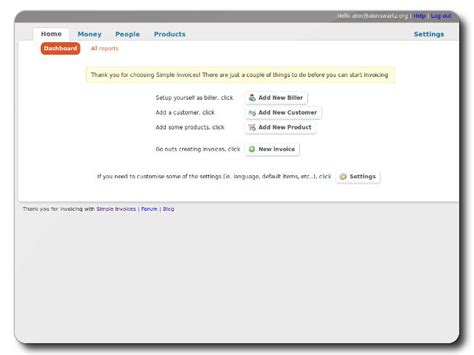 simpleinvoices dashboard turnkey gnu linux