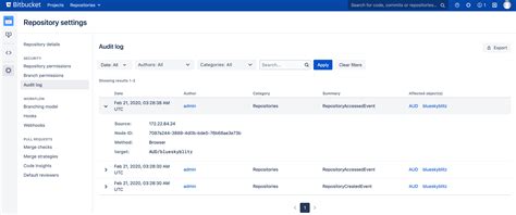 view and configure the audit log bitbucket data center and server 7
