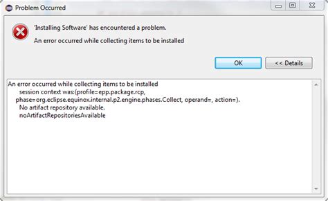 eclipse an error occurred while collecting items to be installed