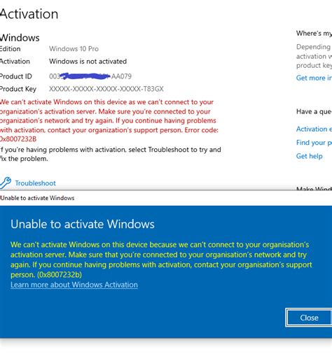 unable to activate windows error code 0x8007232b cant connect to