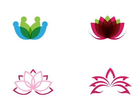 Stylized Lotus Flower Card Logo Set Silhouette Vector