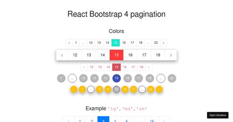 react bootstrap 4 pagination forked codesandbox