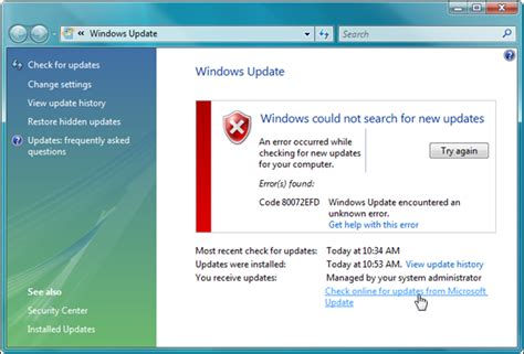 error code 80072efd in windows 7