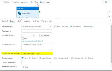 sap table connector how to call rfc function module in sap from azure
