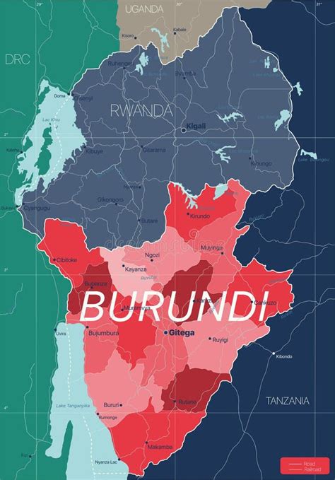 Burundi Map With Pin Of Country Capital Two Types Of Burundi Map With