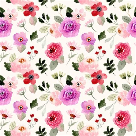 Premium Vector Pretty Colorful Floral Watercolor Seamless Pattern