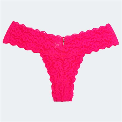 Kit 3 Calcinhas Feitas Em Renda Neon Com Mini Corrente De Strass