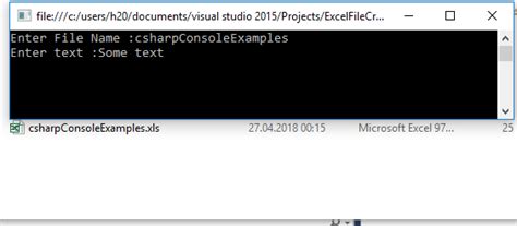 create excel file using c console application programming