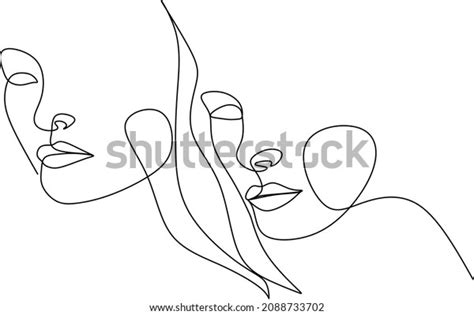 Continuous Line Drawing Portrait Beautiful Womans Stock Vector Royalty