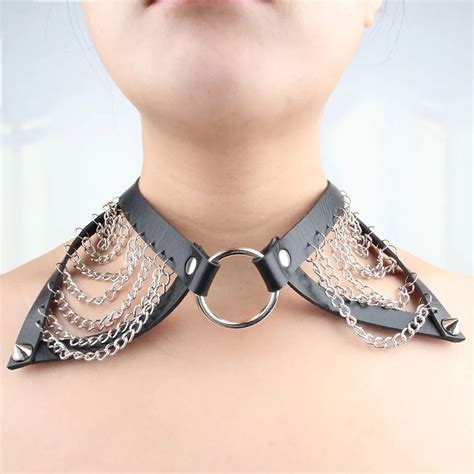 Leather Harness Sexy Women Dark Rock Street Strap Harness Cool Collar