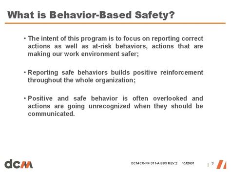 Behavior Based Safety Health And Safety Observation Program