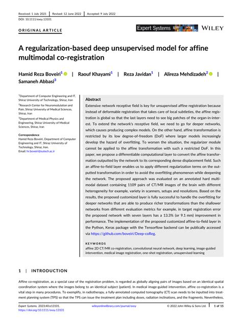 a regularization‐based deep unsupervised model for affine multimodal co