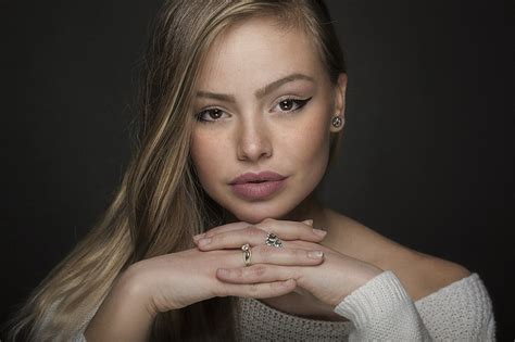 Hd Wallpaper Women Blonde Face Portrait Eyeliner Headshot Front