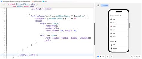 28 building an expandable list view using outlinegroup · mastering