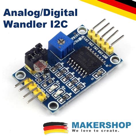 i2c digital analog ad wandler pcf8591 4 kanal adc dac 8 bit arduino