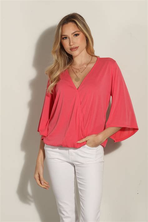 Coral Cupro Surplice Top Final Sale