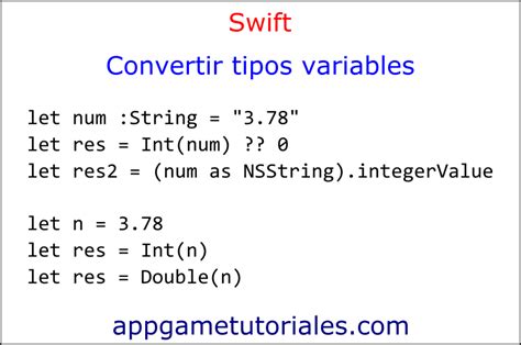 swift convertir tipos de variables string float int y double