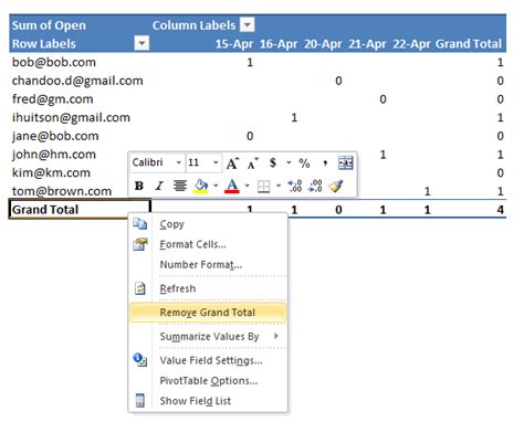 displaying text values in pivot tables without vba