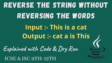 reverse the string without reversing the words string program youtube