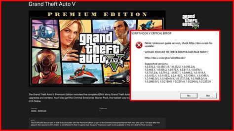 fix scripthook v critical error epic gta 5 v1 58 build 2545 youtube