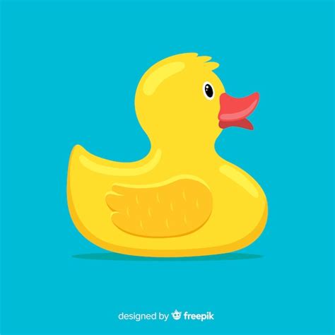 Flat Design Yellow Rubber Duck Illustration Vector Free Download