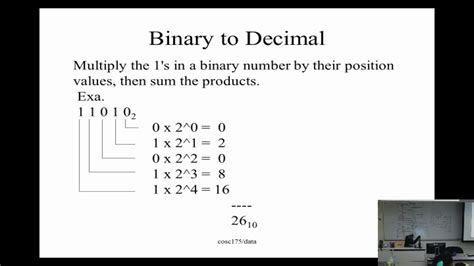 binary decimal and vice versa youtube