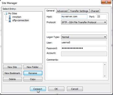 connecting with scp and sftp inmotion hosting support center