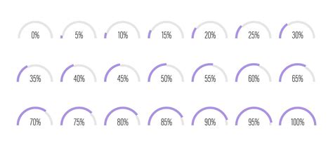 set of semicircle arc percentage progress bar diagrams 2561227 vector