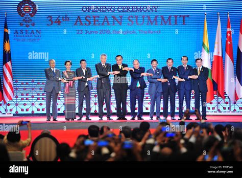 Bangkok Thailand 23rd June 2019 Asean Leaders Pose For A Group