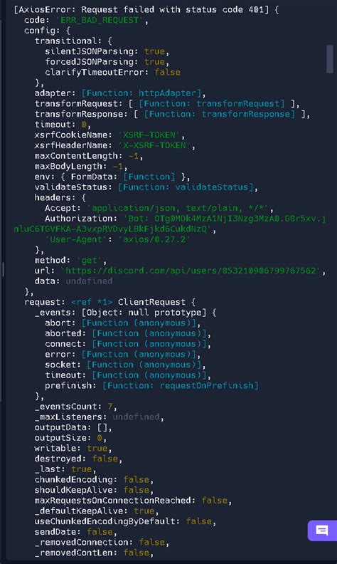 axioserror {message request failed with status code 401
