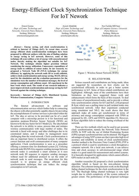 pdf energy efficient clock synchronization technique for iot network