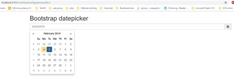 bootstrap date picker not working on on my form using