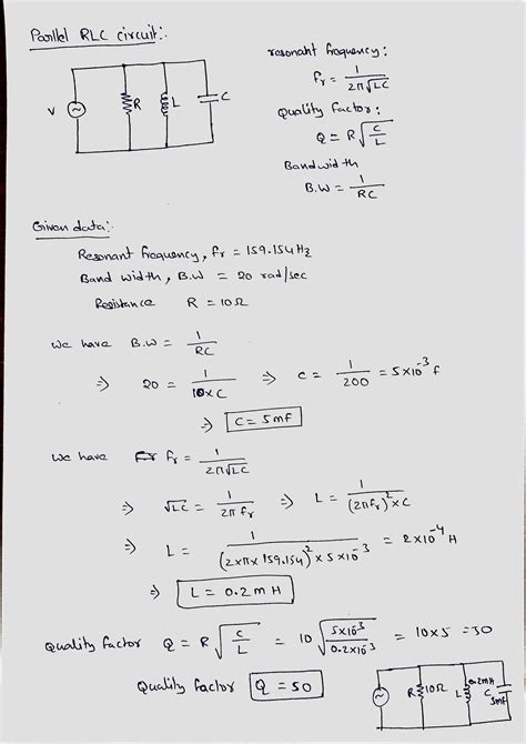 [solved] design a parallel rlc circuit with bandwidth is