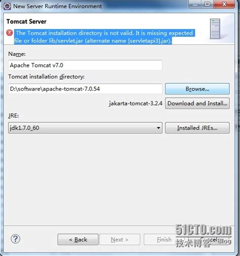 the tomcat installation directory is not valid it is missing excepted