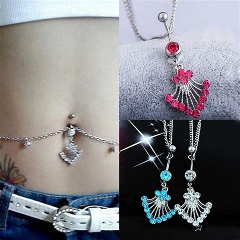 Lnrrabc Fashion Women Ethnic Style Crystal Rhinestones Navel Ring Belly