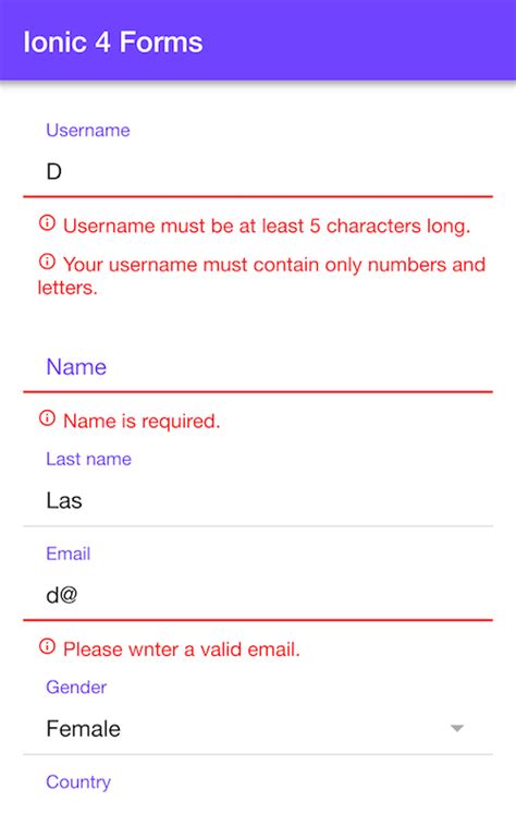 ionic tutorial forms and validations in ionic 4