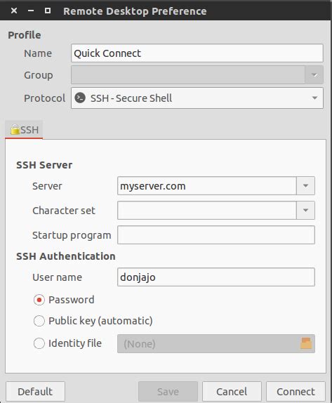 using remmina as gui ssh client for linux jajo