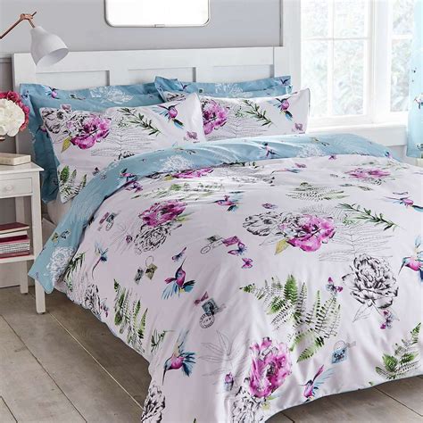 Heavenly Hummingbird Reversible Duck Egg Duvet Cover And Pillowcase Set