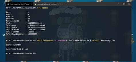 check machine uptime powershell inemach