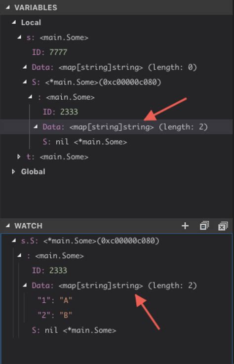 go vscode debug not display map values in variables area when running