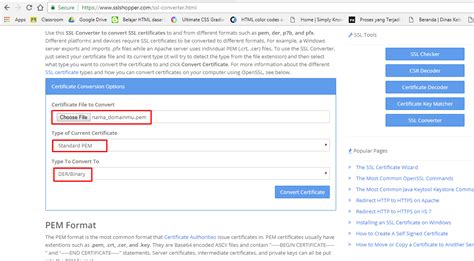 tutorial convert ssl certificate ke format ssl lain