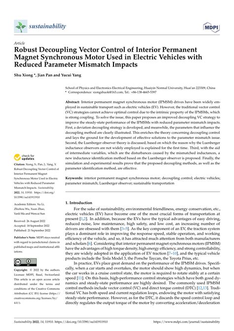 pdf robust decoupling vector control of interior permanent magnet
