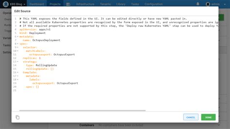 importing kubernetes yaml in octopus octopus deploy