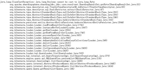 classcastexception java lang boolean cannot be cast to java lang byte