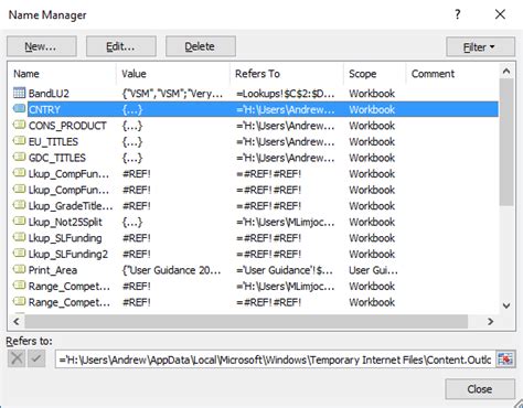 excel telling me my name already exists when renaming a table super user