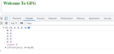 creating a zero filled array in javascript geeksforgeeks