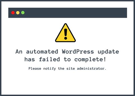 an automated wordpress update has failed to complete fix it