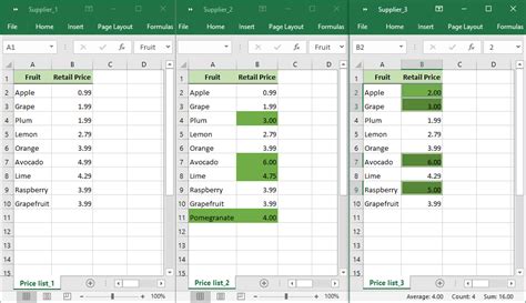 compare multiple excel files and highlight differences