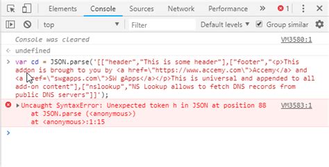 javascript unable to parse a strinied array containing html